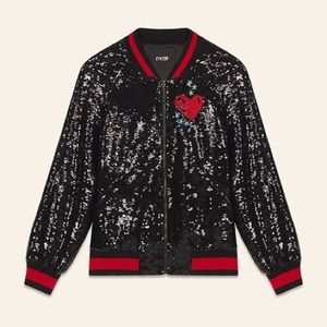 Maje | Jackets & Coats | Maje Marine Sequin Embellished Bomber Jacket ...